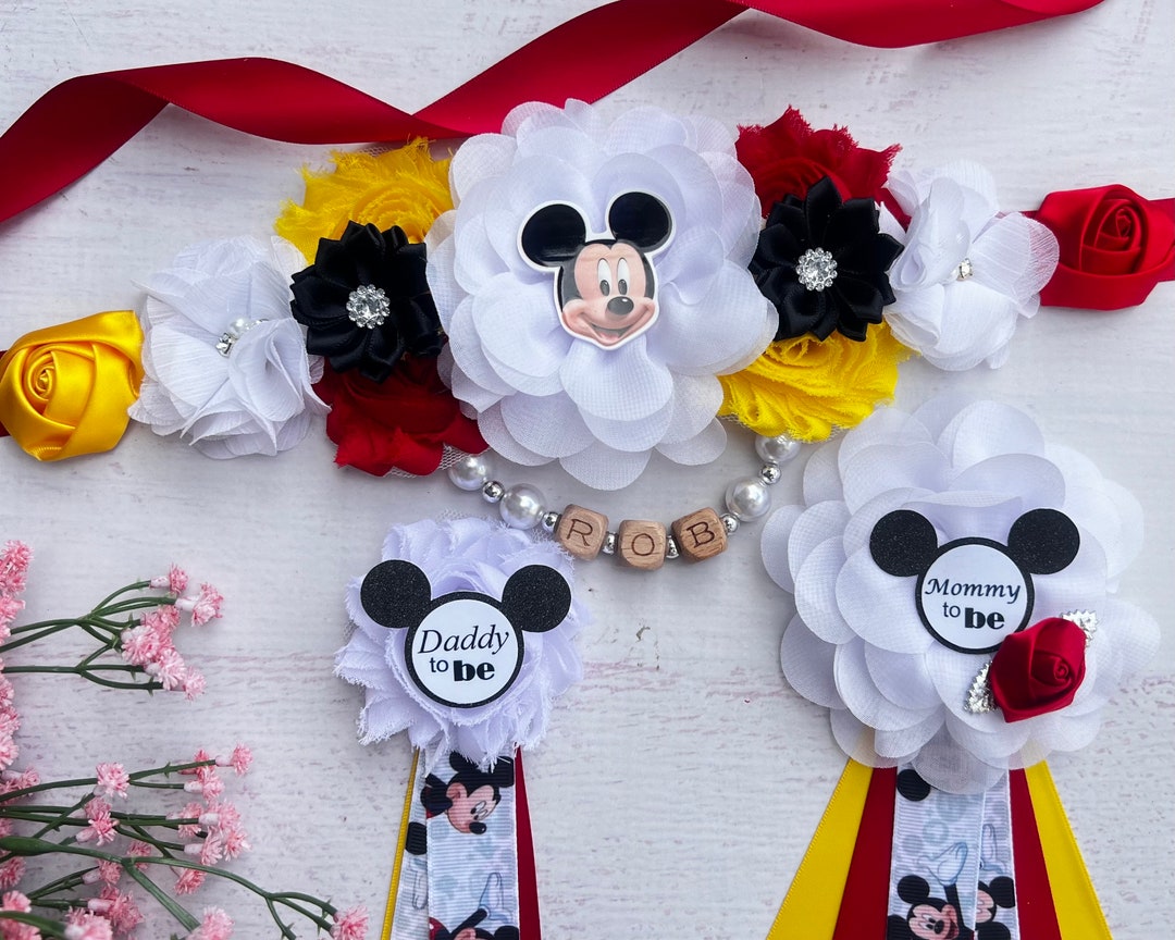Mickey Mouse Maternity Sash Mickey Mouse Baby Shower Sash Mickey ...