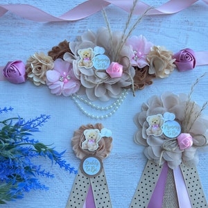 Boho Teddy Bear Baby Shower Sash ,blush Pink/dusty Rose Teddy Bear ...