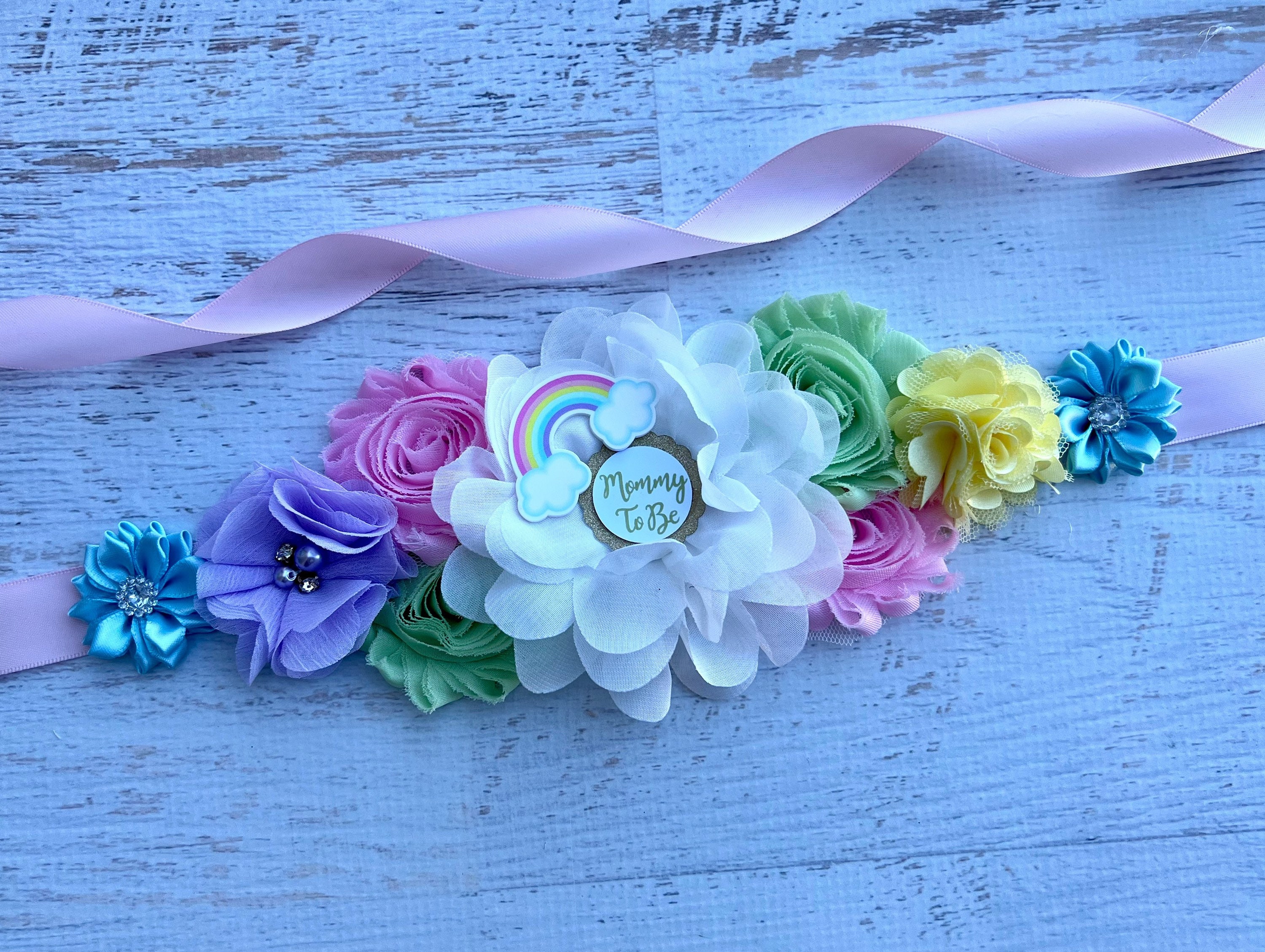 Pastel Rainbow Baby Shower Sash pastel Rainbow Maternity Sash - Etsy