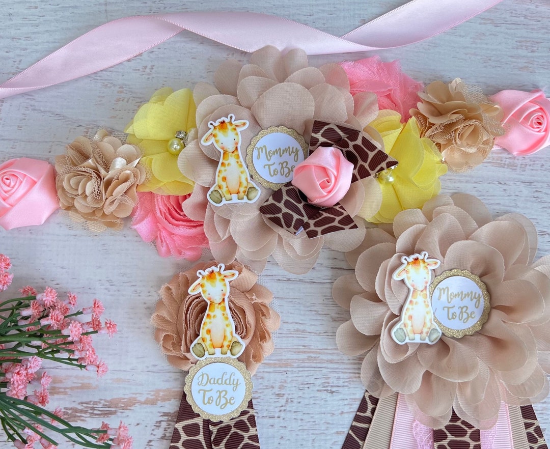 Giraffe Baby Shower Sash Giraffe Maternity Belt Safari Baby Shower Sash ...