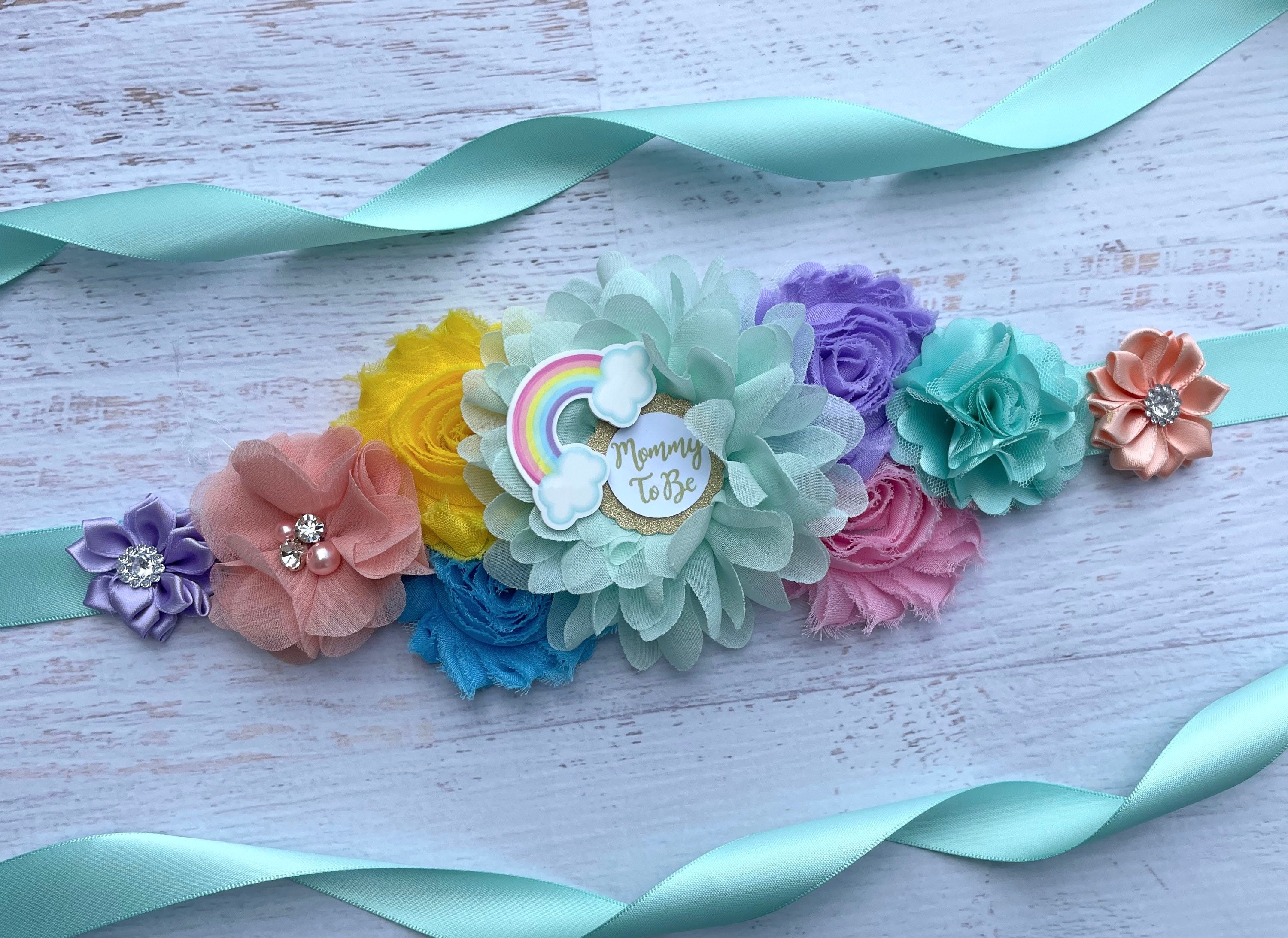 Pastel Rainbow Maternity Sash Pastel Rainbow Baby Shower Sash Pregnancy ...