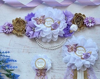 Purple and Gold Lavender Baby Shower Mommy to Be Maternity - Etsy