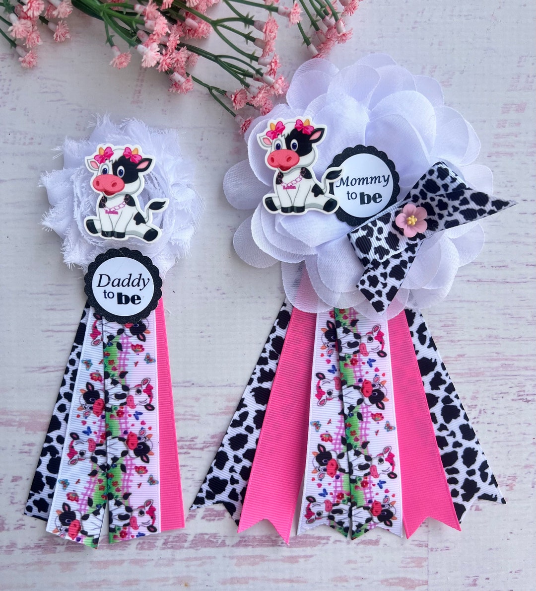 Cow Baby Shower Pins, Cow Baby Shower Corsages , Mom and Dad Pins ...