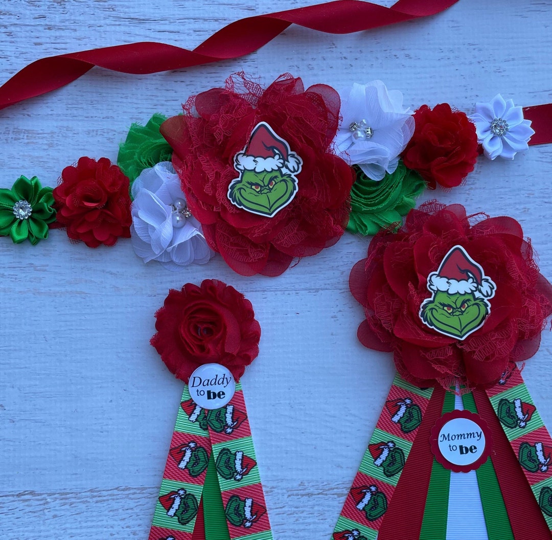 Grinch Baby Shower Sash Grinch Maternity Sash Christmas Baby Shower ...