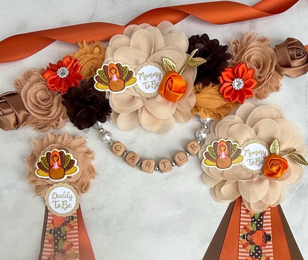Turkey Baby Shower Sash Turkey Maternity Sash Fall Baby Shower Gender ...