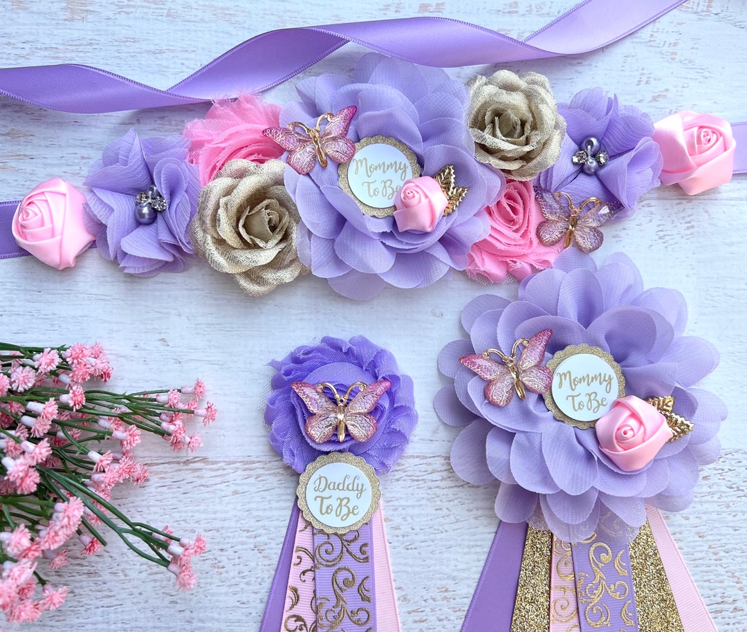 Butterfly Baby Shower Maternity Sash, Mommy and Daddy Corsage - Etsy