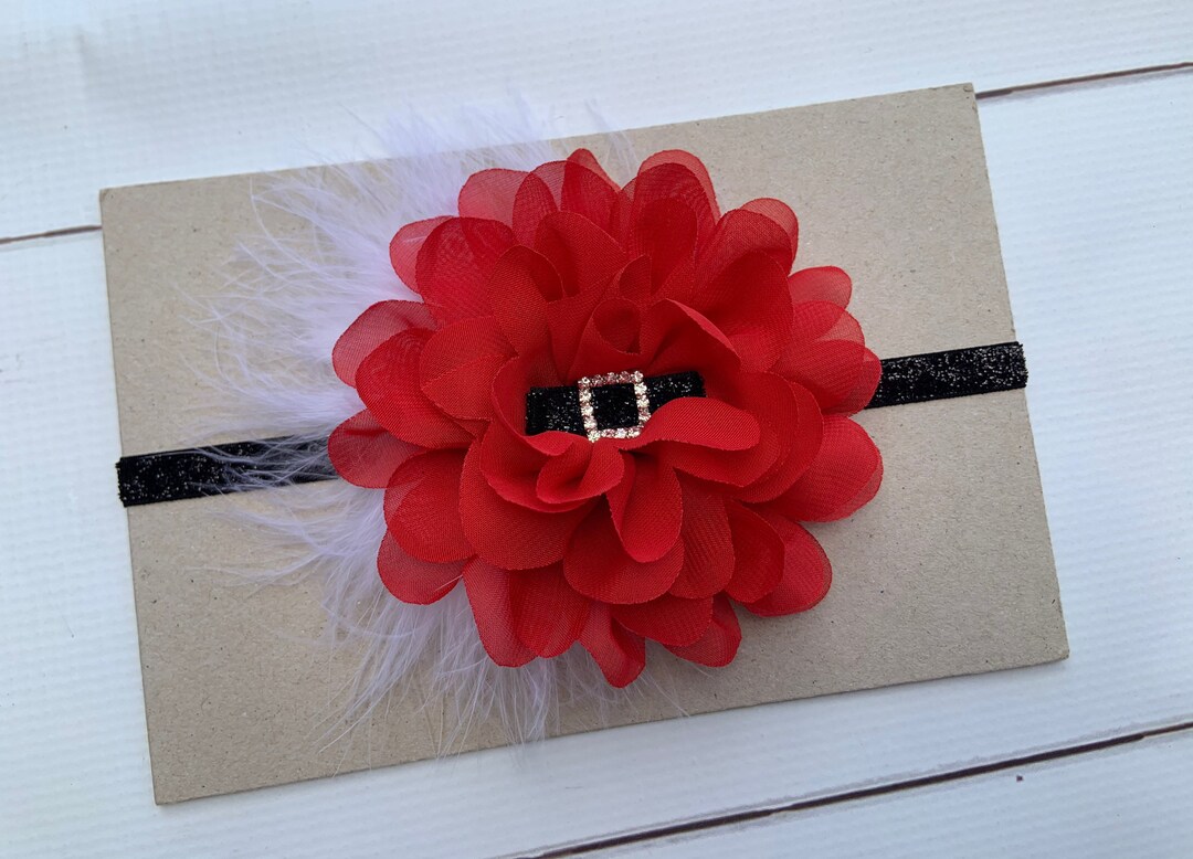 Santa Headband ,red Santa Baby Headband,christmas Headband ,feather ...