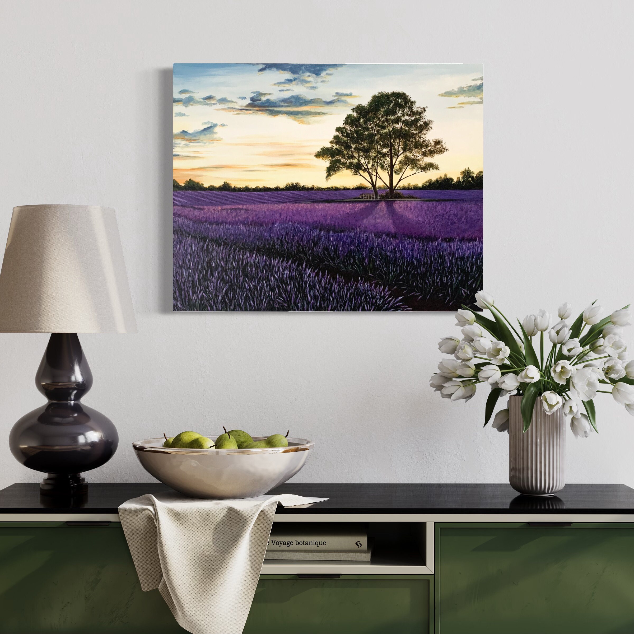 Acrylic Lavender Fields Painting, Lavender Fields 24"x30", Acrylic ...