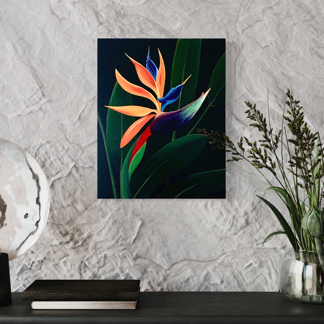 Acrylic Flower Painting|bird of Paradise 16"x20", Acrylic Painting ...