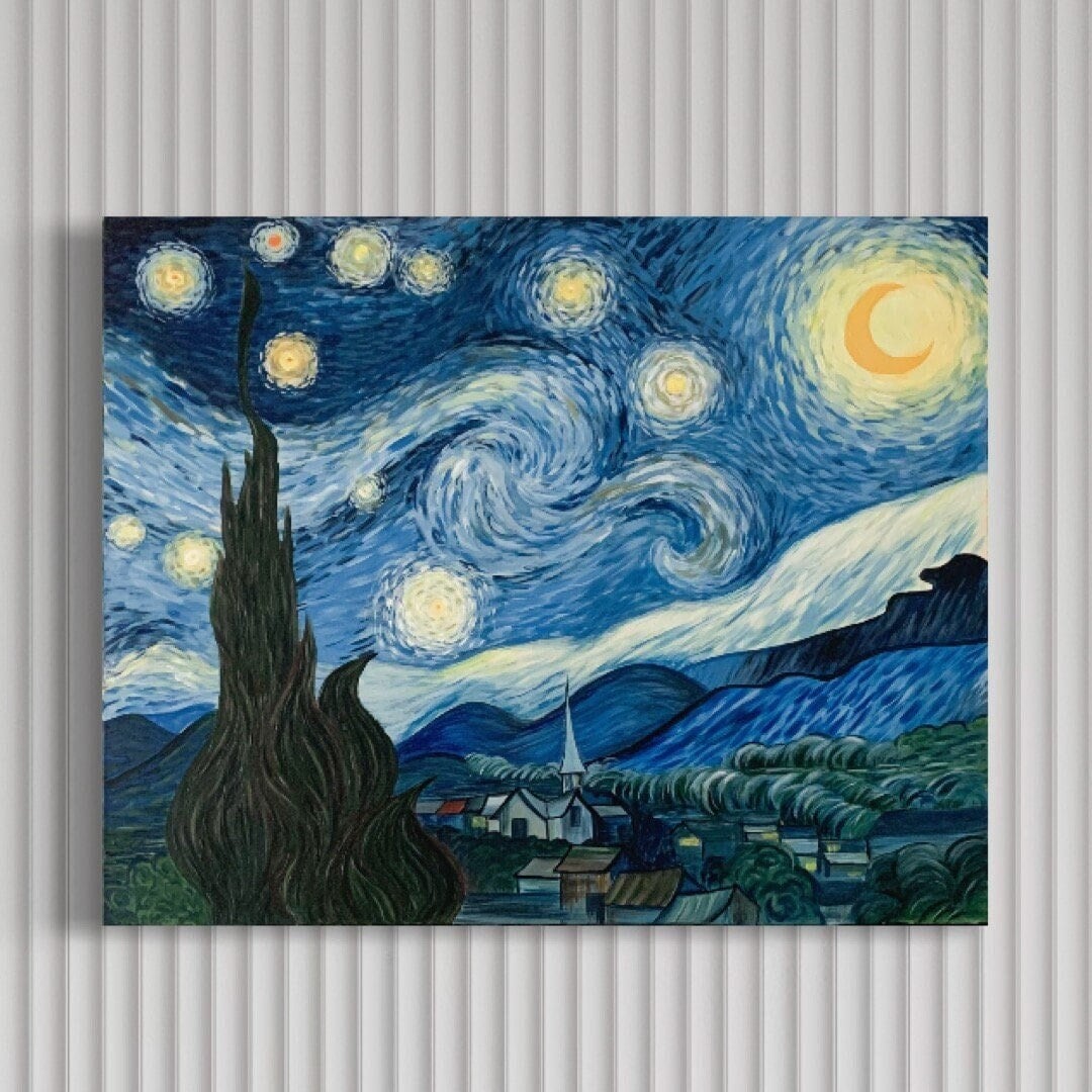 Starry Night Handmade Replica Acrylic Canvas Painting - Textured ...