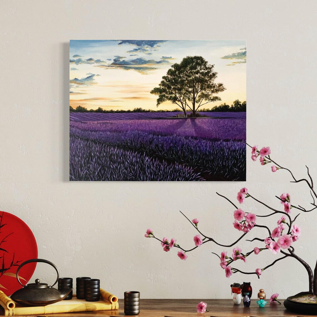 Acrylic Lavender Fields Painting, Lavender Fields 24"x30", Acrylic ...