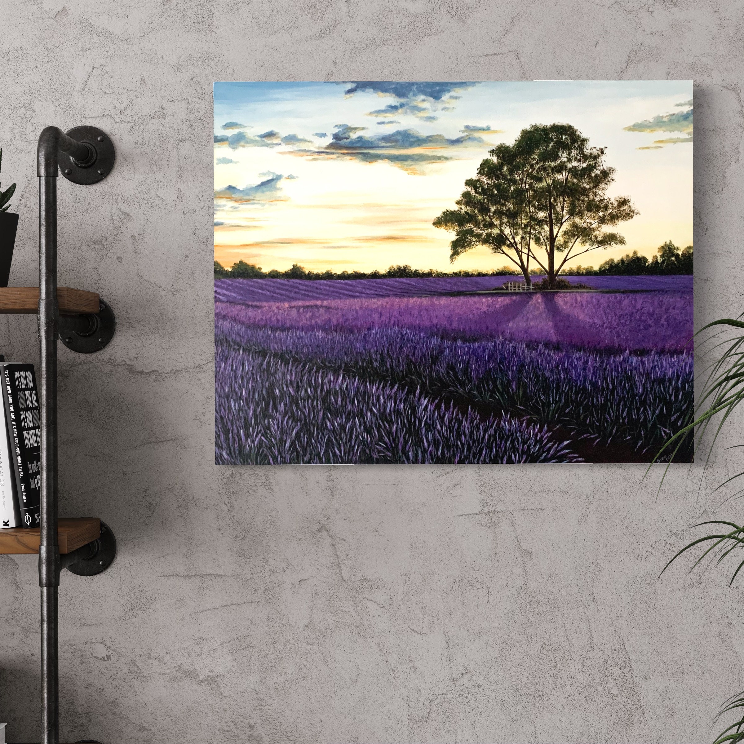 Acrylic Lavender Fields Painting, Lavender Fields 24"x30", Acrylic ...