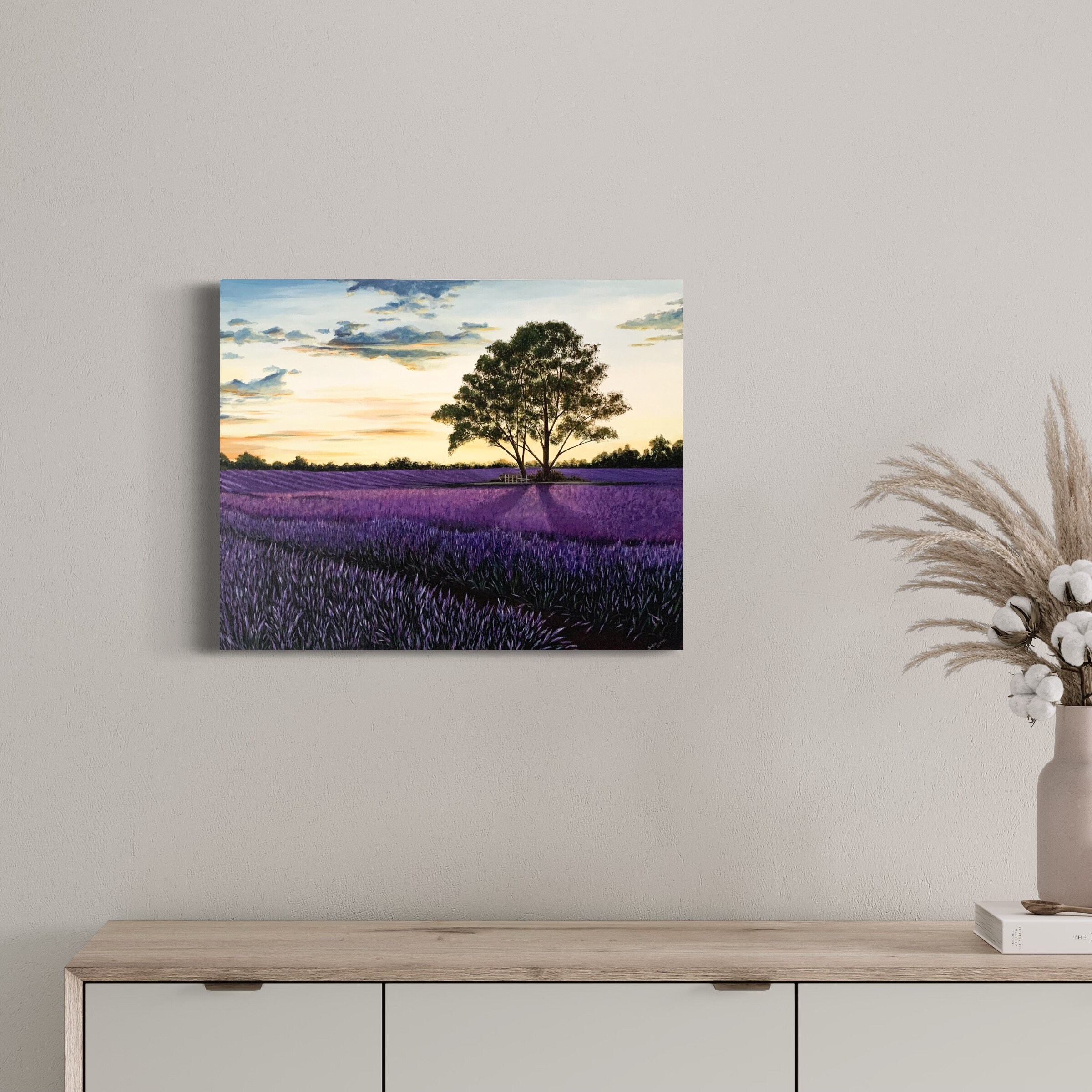 Acrylic Lavender Fields Painting, Lavender Fields 24"x30", Acrylic ...