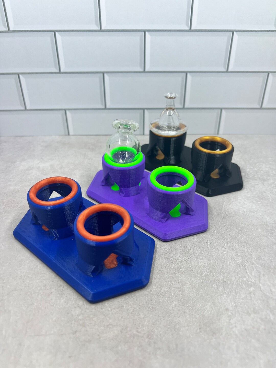 Double Carb Cap Stand W/ Modular Rubber Cap Holder / Tool Holder / Tool ...