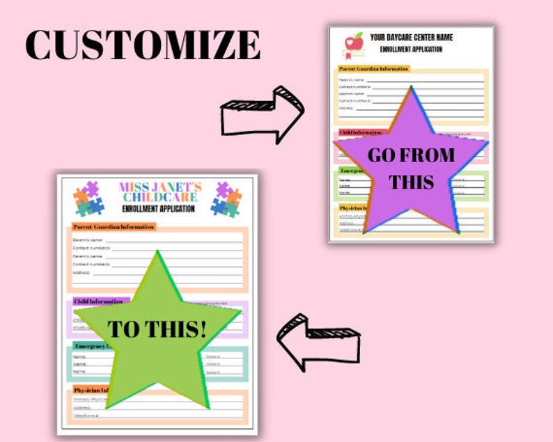 Child Care Enrollment Form Editable Home Daycare Preschool - Etsy