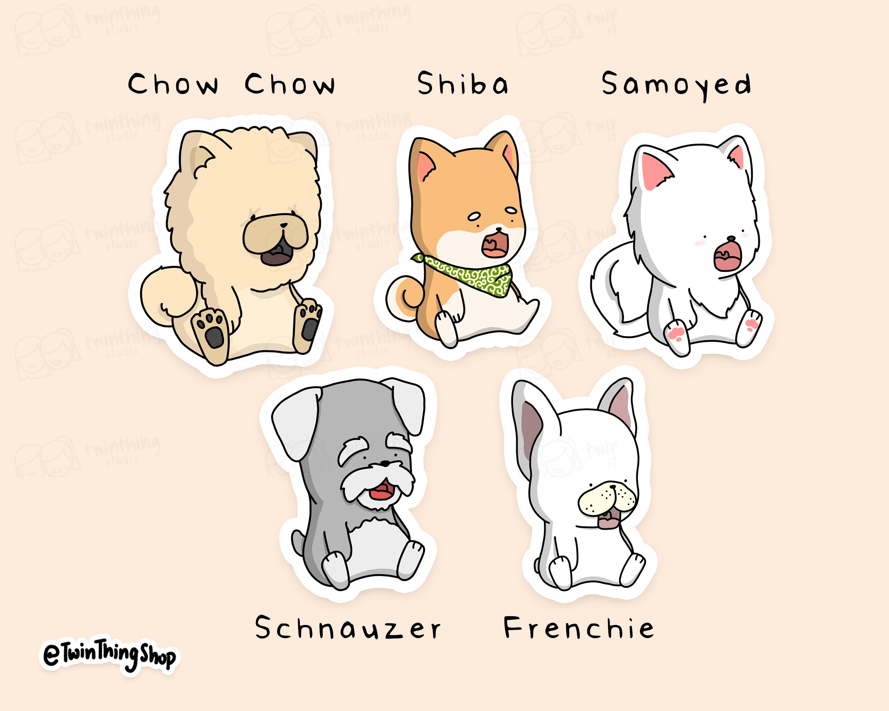 Puppy Dog Stickers Cute Chow Chow Shiba Frenchie - Etsy
