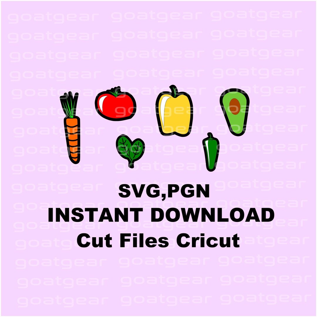 Vegetable SVG PNG Pack Cute Simple Drawing Vegan Healthy Food Cricut ...