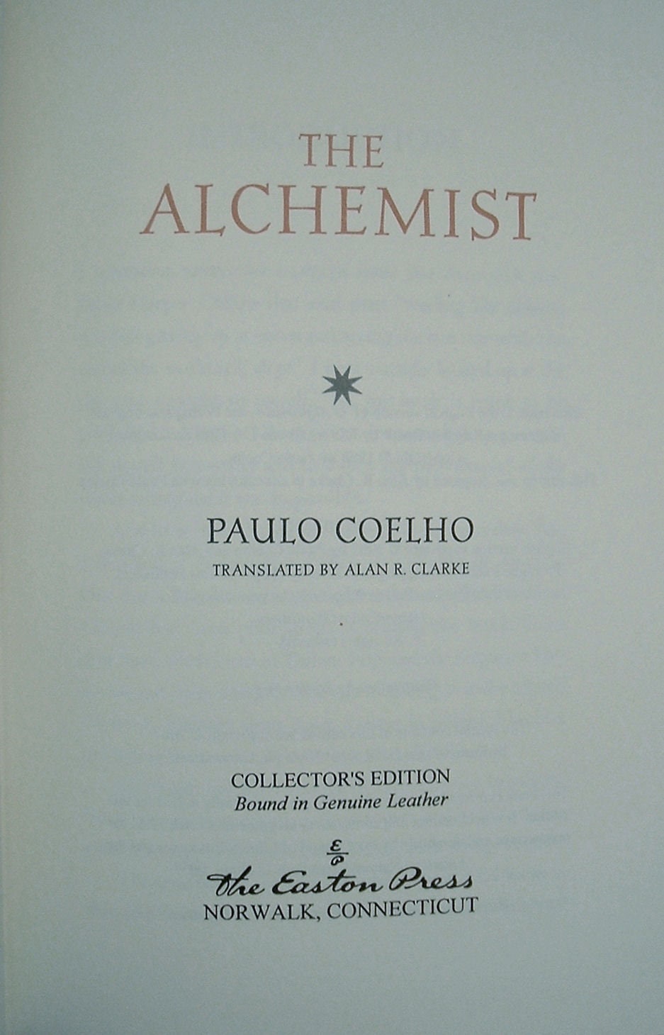 THE ALCHEMIST by Paulo Coelho Easton Press Leather Signed by Author as ...