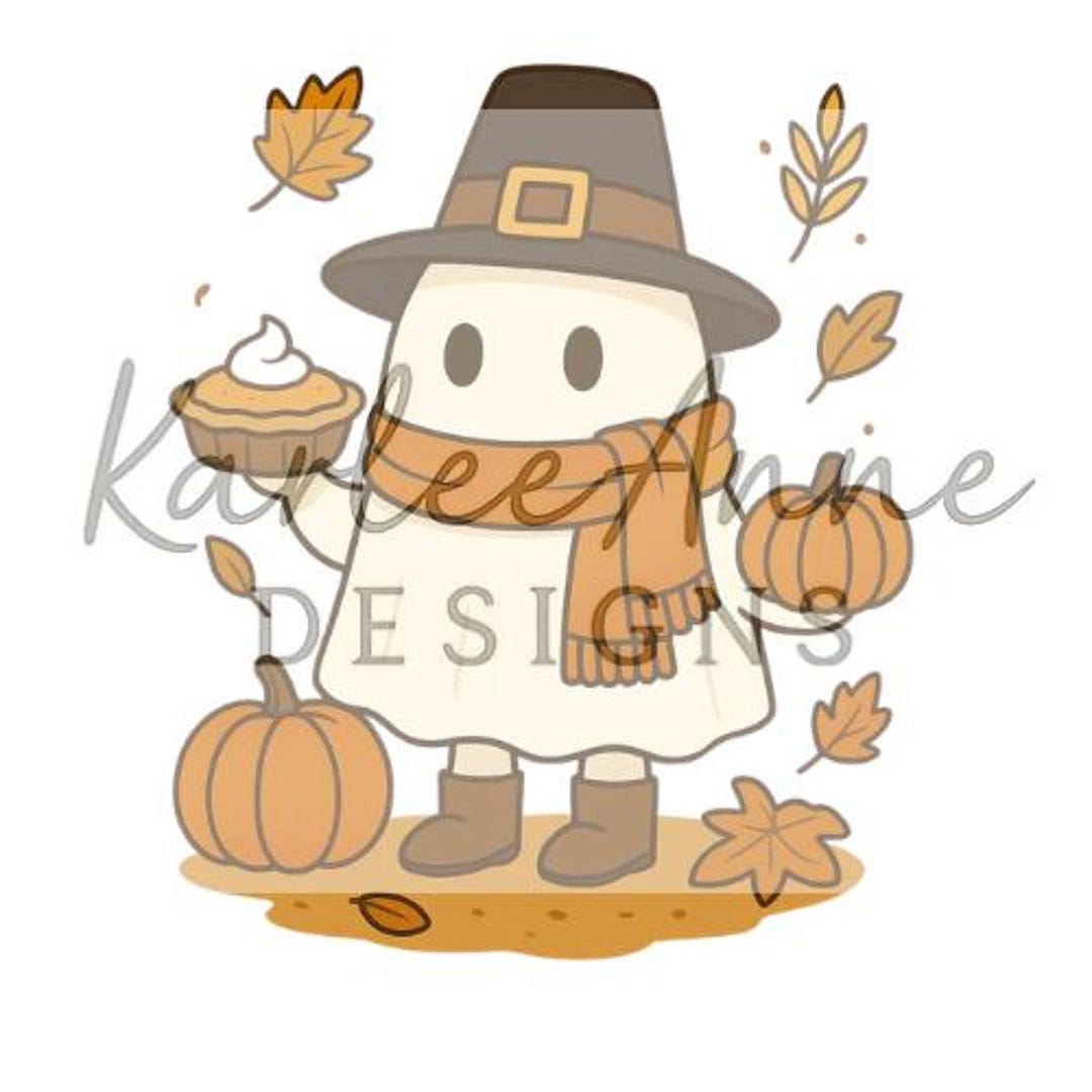 Cute Thanksgiving Ghost PNG | Fall Pumpkin, Turkey (digital Download ...