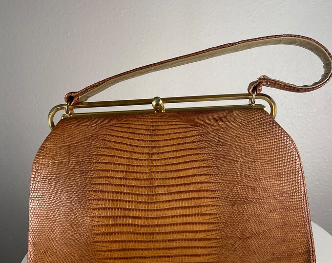 Vintage Bellestone 1950’s Lizard Skin Bag - Etsy