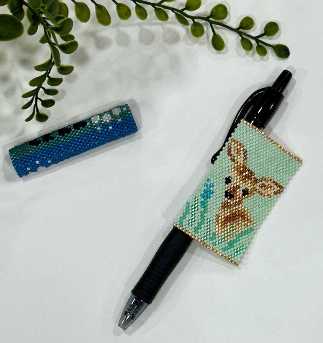 Fawn Pen Cover, G2 Pen Wrap, Beaded Pen Cover - Etsy