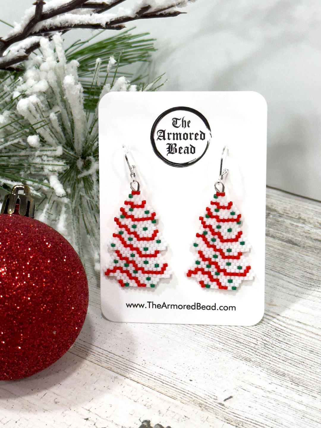 Festive Christmas Tree Earrings, Beaded Earrings, Brick Stitch - Etsy
