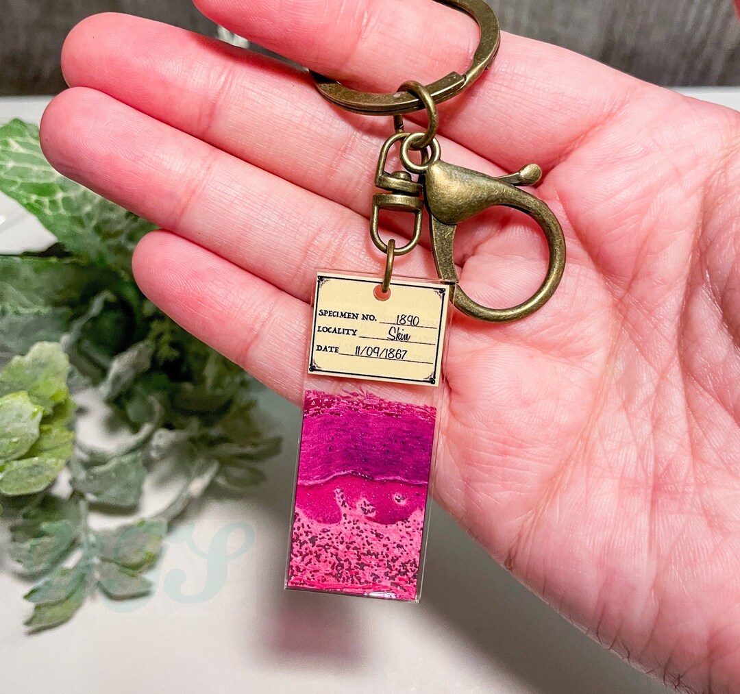 Thick Skin Microscope Slide Printed Acrylic Keychain, Microscopy ...