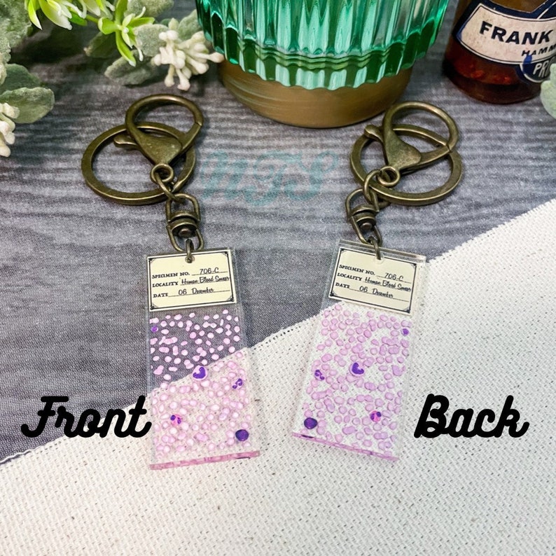 Blood Smear Microscope Slide Printed Keychain, Microscopy Keychain ...