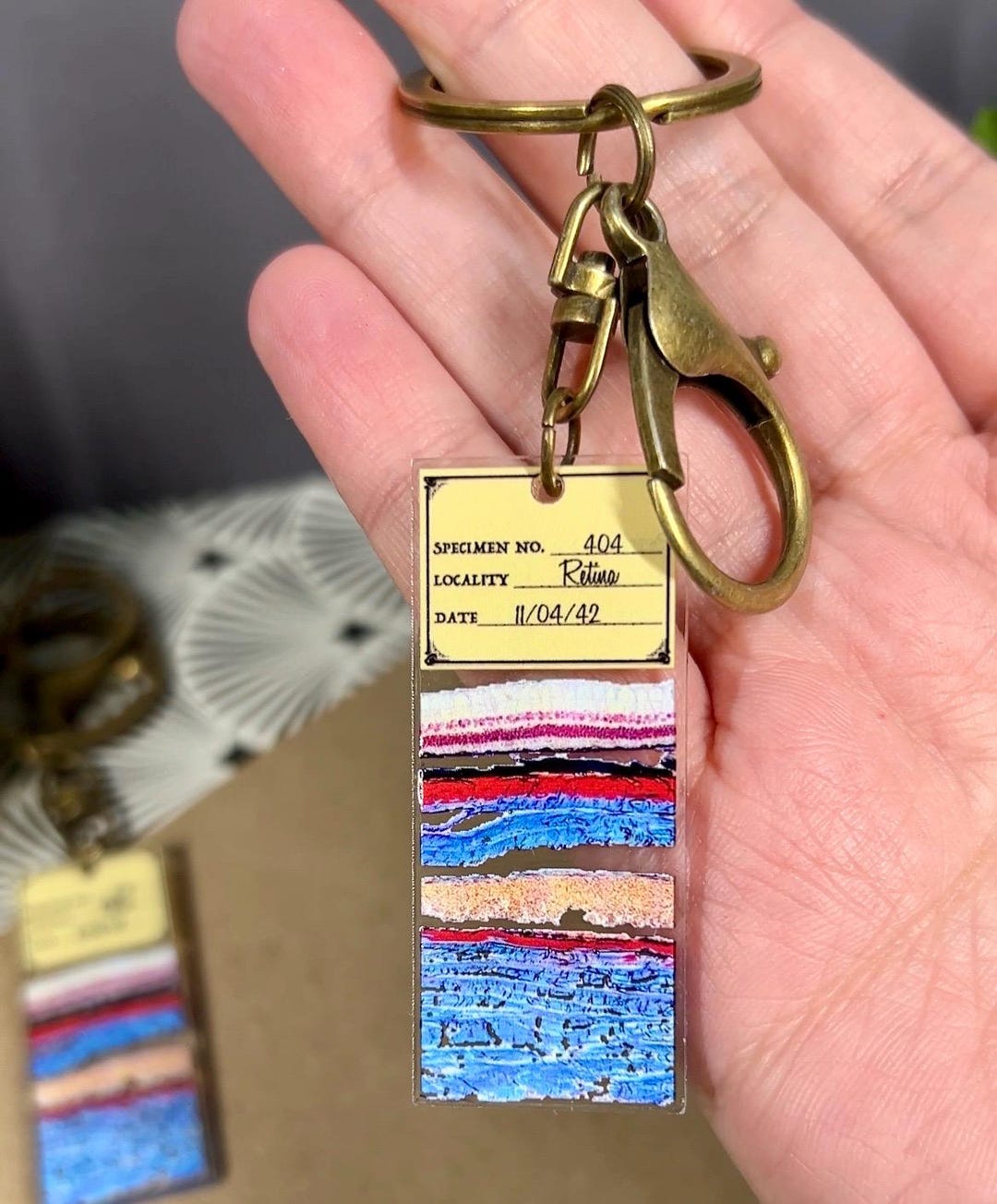 Retina Printed Reproduction Microscope Slide Keychain - 2" - Etsy