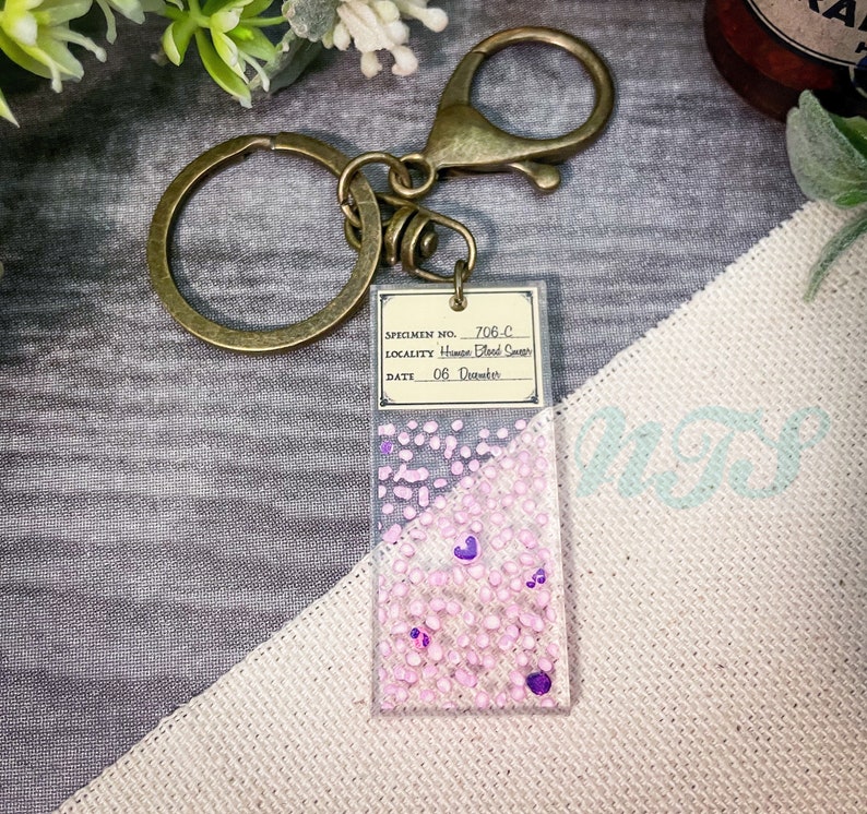 Blood Smear Microscope Slide Printed Keychain, Microscopy Keychain ...