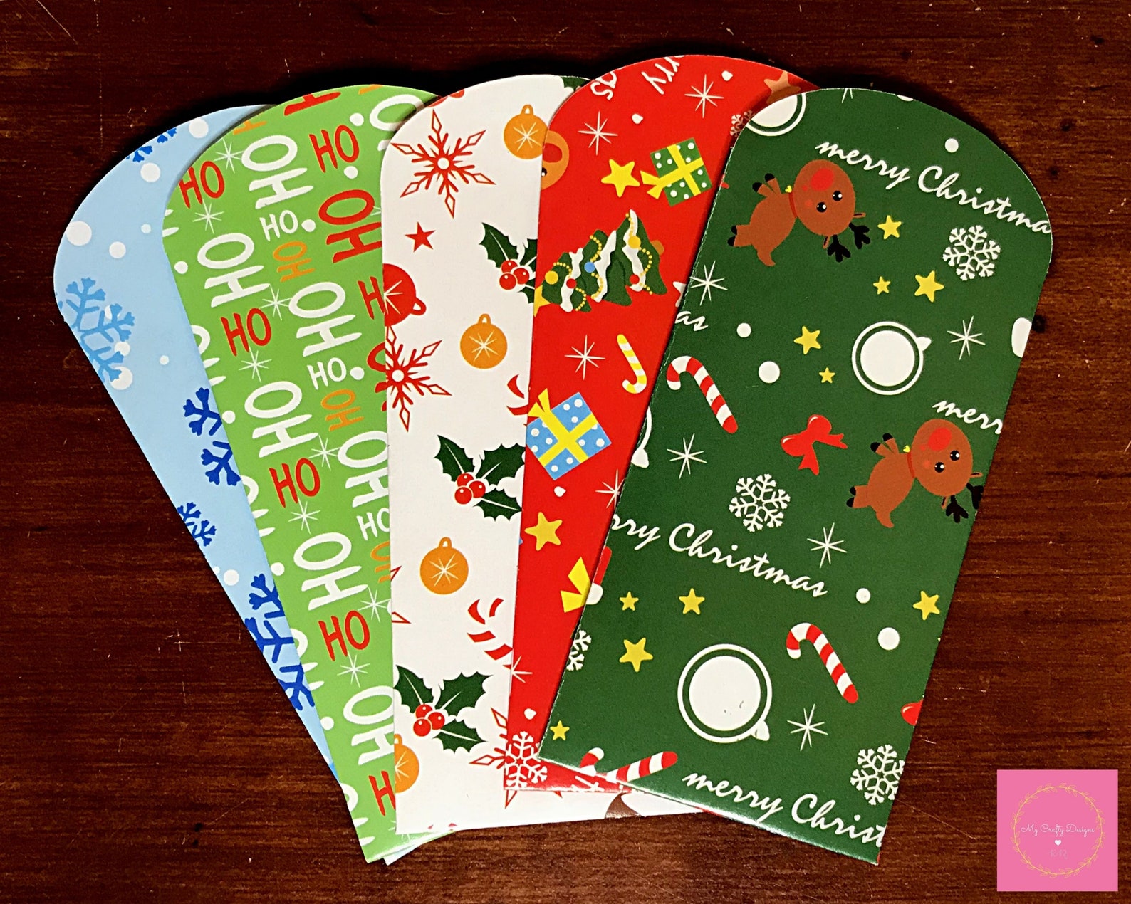 Sealable Christmas Cash Paper Envelopes Set. Christmas Money Paper ...