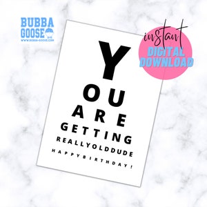 PRINTABLE Eye Chart Birthday Card, Funny Birthday Card for Adult ...