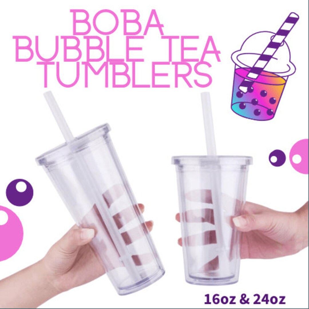 BOBA Clear Acrylic Double Wall Boba Tea Tumblers Screw on Lid - Etsy ...