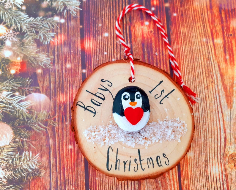 Christmas Tree Decoration... cute pebble art log slice. The | Etsy