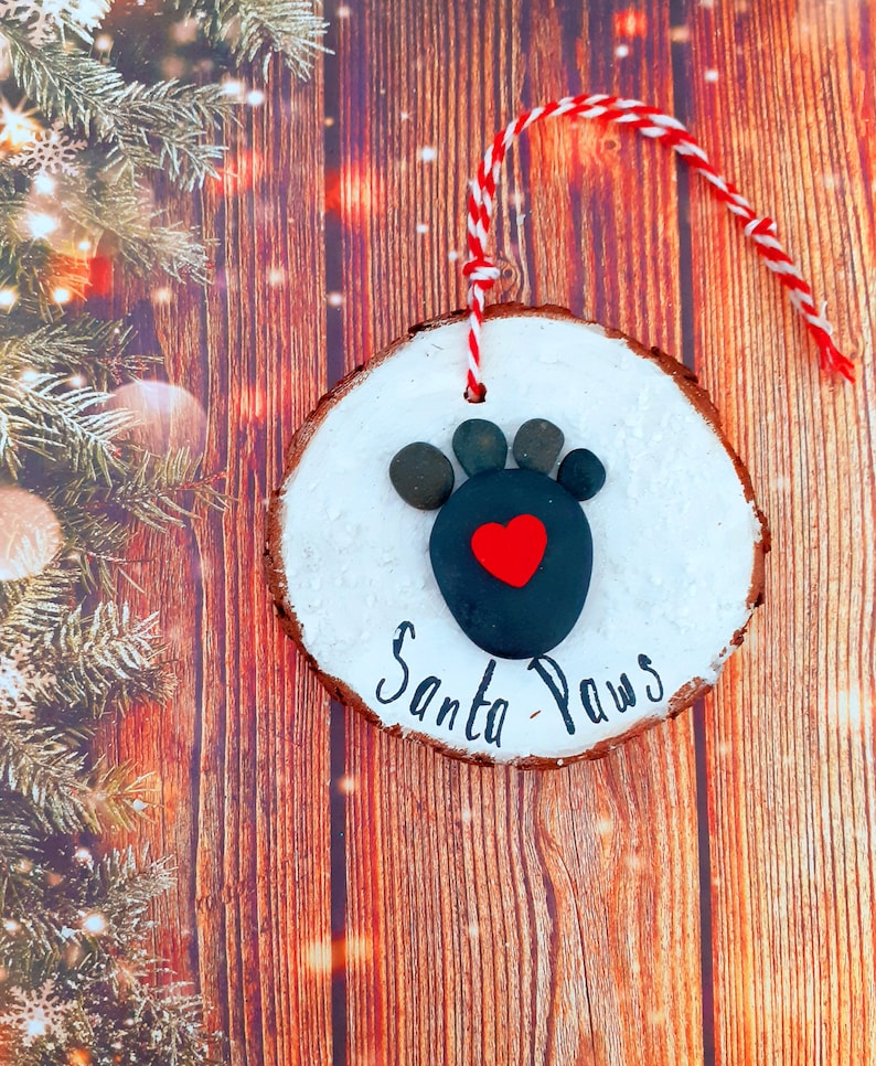 Christmas Tree Decoration... cute pebble art log slice. The | Etsy