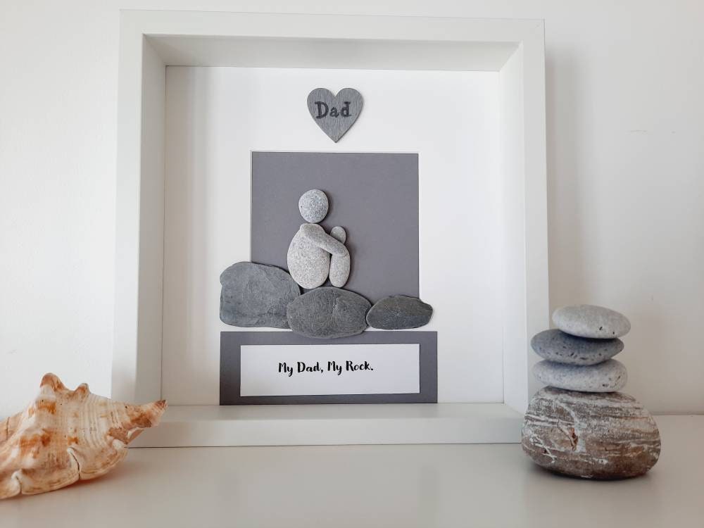 Personalised Fathers Day Gift- Grandad Family Rocks Framed And ...