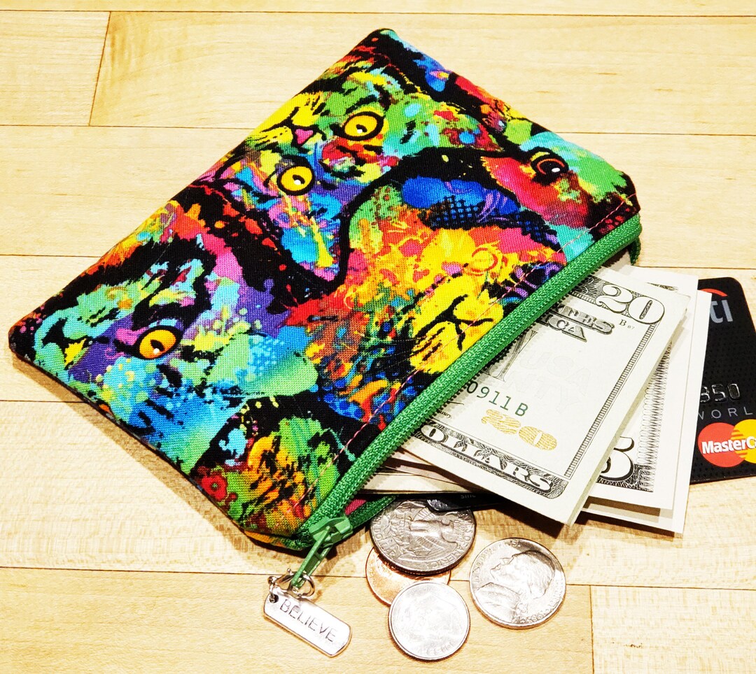 Zippered Coin Purse - Catch-all - Cat-themed Fabric - Etsy