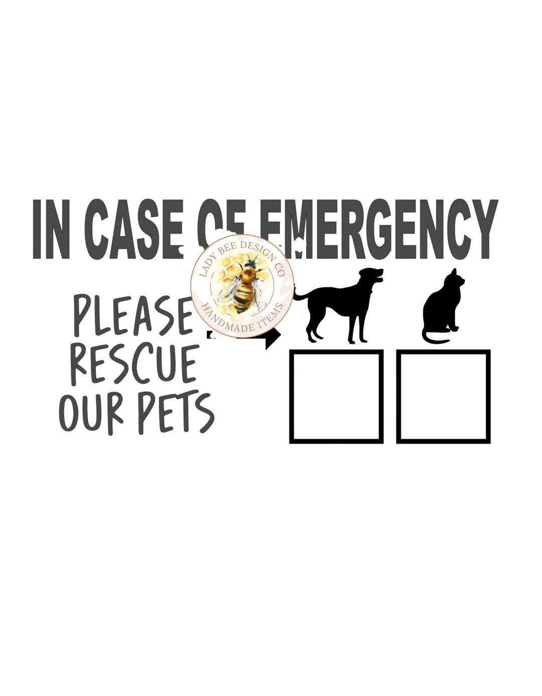 In Case of Emergency Pets Window Sticker Cut File - Etsy