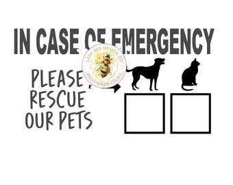 Pet Emergency Sticker, in Case of Emergency Decal, Pet Window Sticker ...