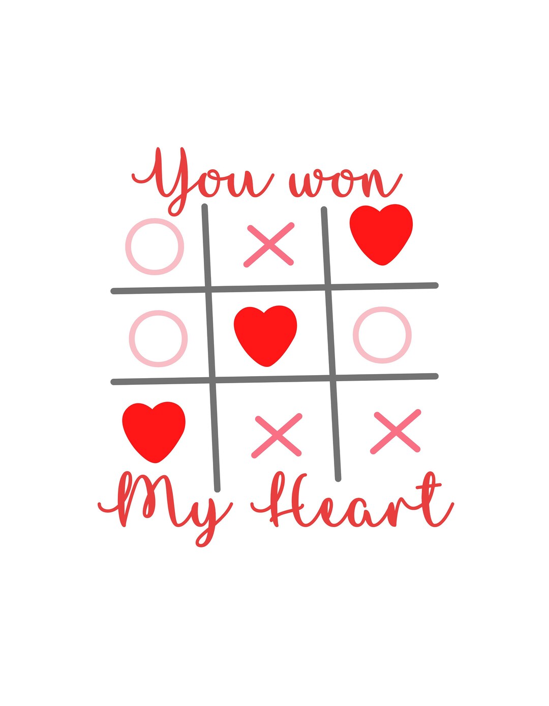 You Won My Heart Valentines Day Sublimation Heart Dtf Transfer File Png ...