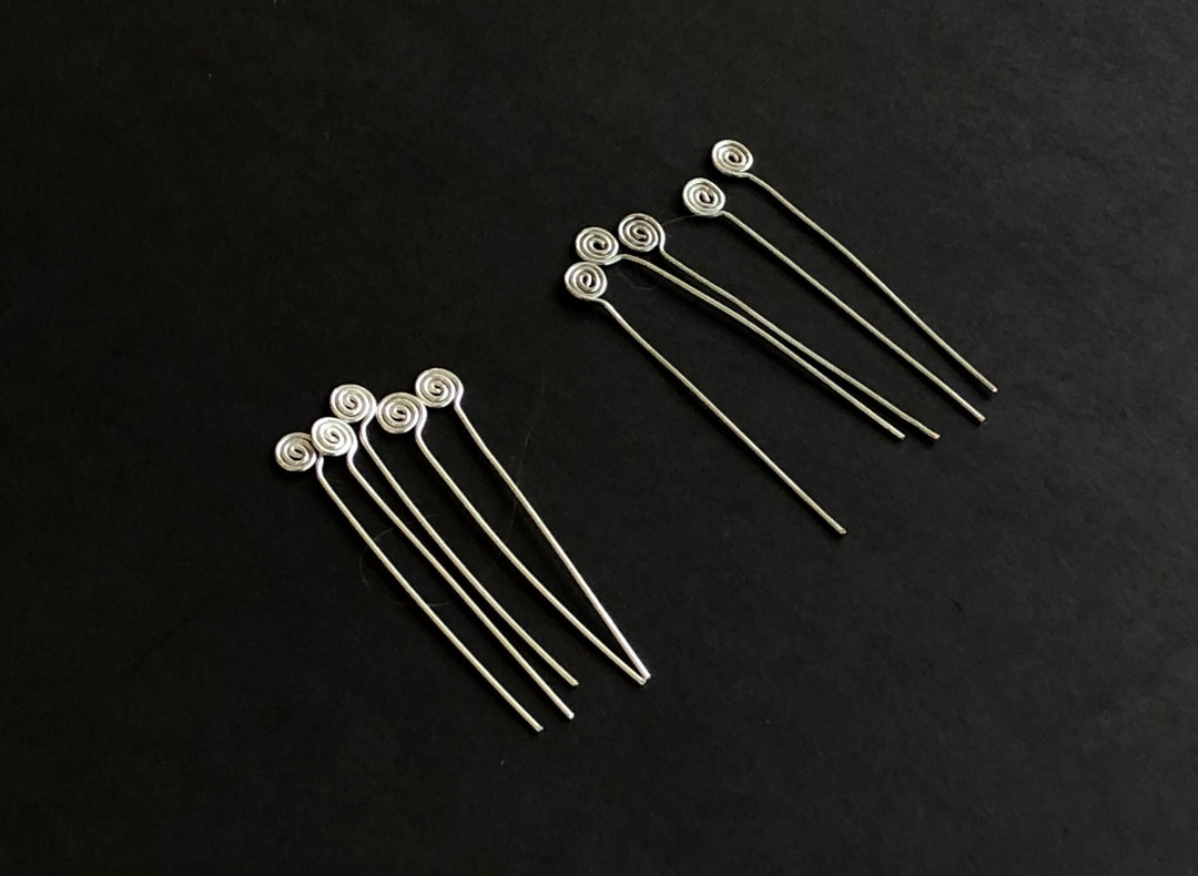 Head Pins, Vertical Tight Spiral, Tinned Copper/sterling Silver, 2 In/5 ...