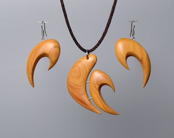 Contemporary Necklace Abstract Pendant Jewelry Extravagant Wooden ...