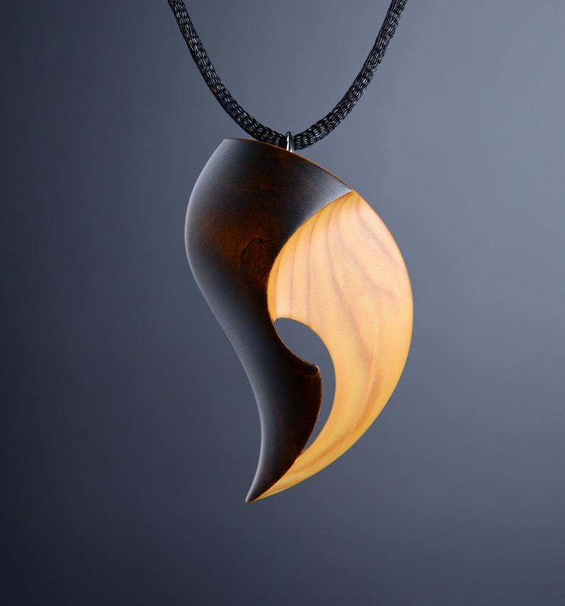 Contemporary Necklace Abstract Pendant Jewelry Extravagant Wooden ...
