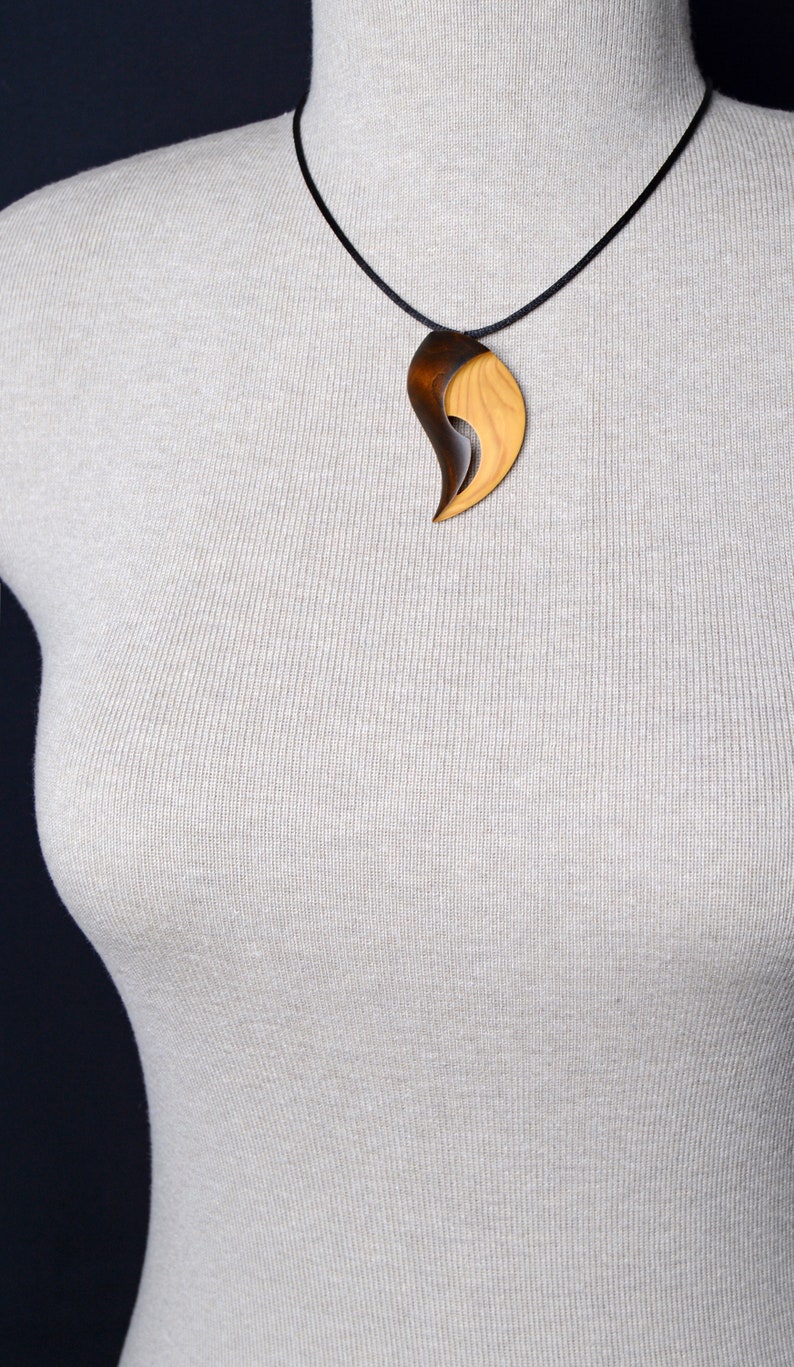 Contemporary Necklace Abstract Pendant Jewelry Extravagant Wooden ...