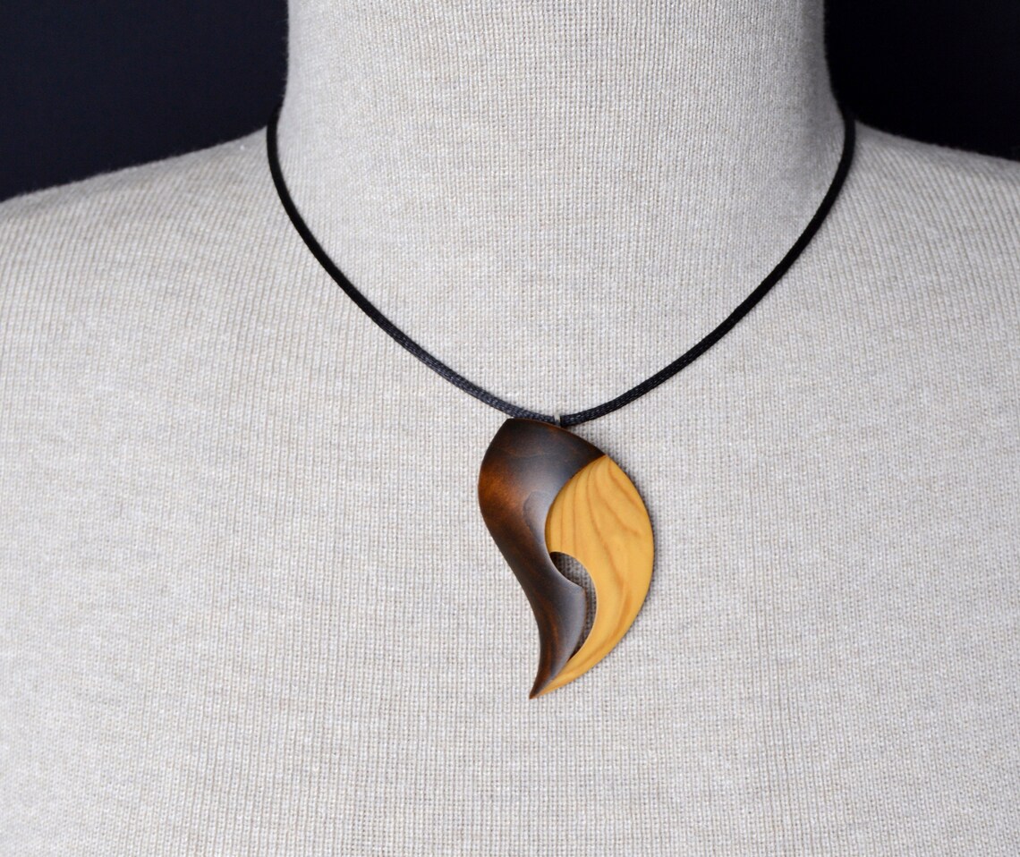 Contemporary Necklace Abstract Pendant Jewelry Extravagant Wooden ...