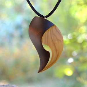 Contemporary Necklace Abstract Pendant Jewelry Extravagant Wooden ...