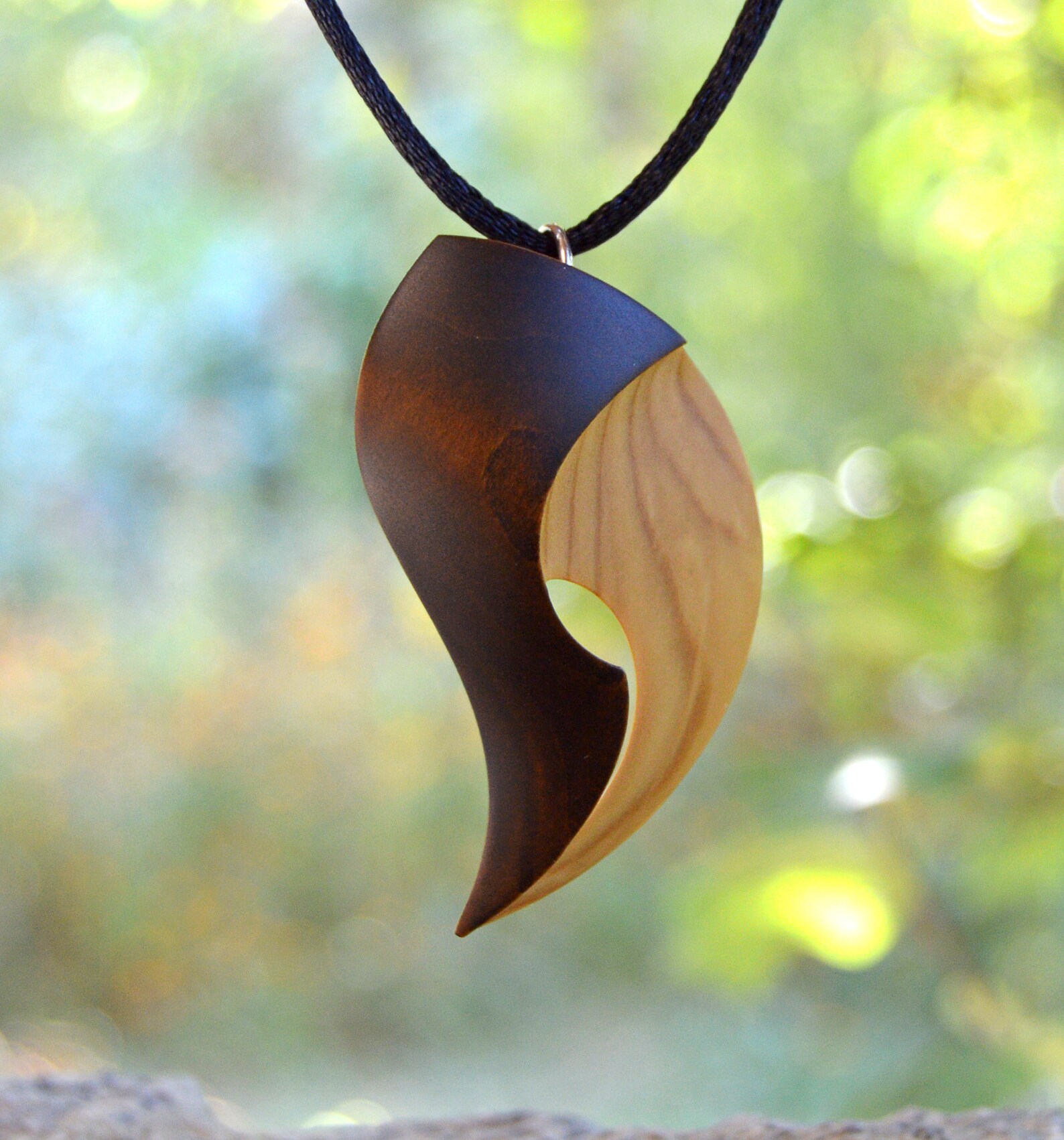 Contemporary Necklace Abstract Pendant Jewelry Extravagant Wooden ...