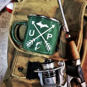 Fishing Coffee Mug, Customizable Fishing Mug, Upper Peninsula Fishing ...
