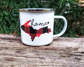 Upper Peninsula Coffee Mug Buffalo Check Camp Mug U.P. | Etsy