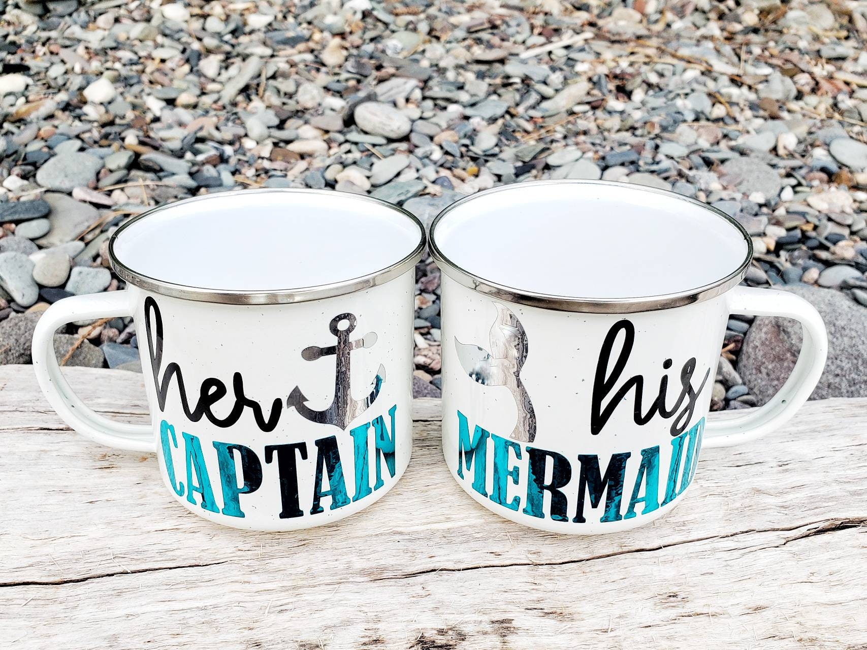 Her Captain His Mermaid Couples Mugs, Campfire Mug Set, Couples Coffee ...